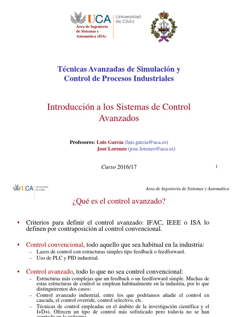 Introducción A Los Sistemas de Control Avanzados | PDF | Lógica difusa ...