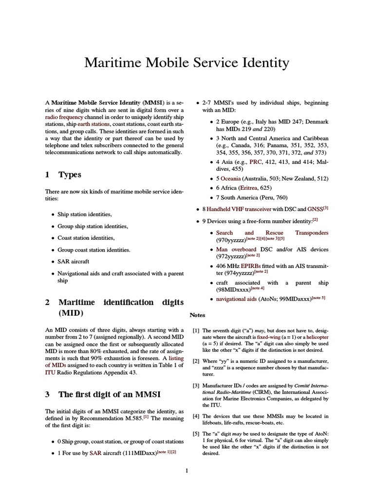 MMSI Overview and Assignment Standards | PDF | Telecommunications ...