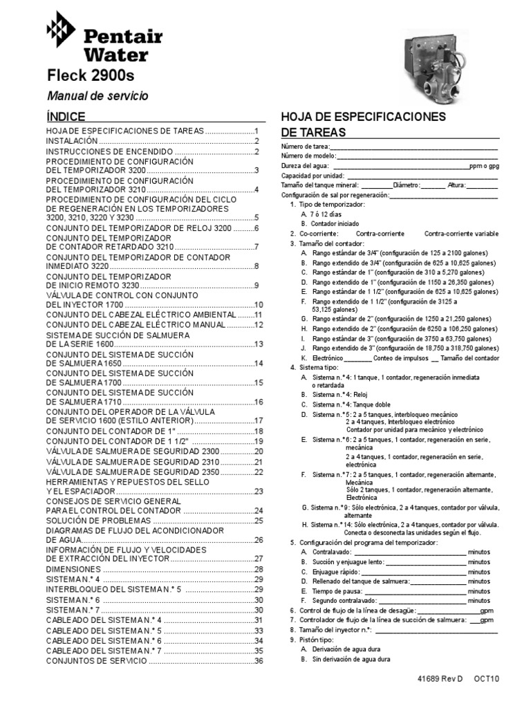 S 2900s Manual Espa Ol Spanish | PDF | Tap (Válvula) | Tanques