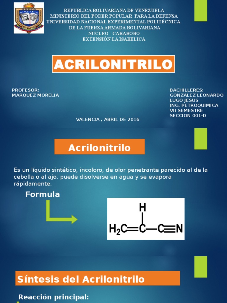 Procesos. Acrilonitrilo. | PDF | El plastico | Polímeros