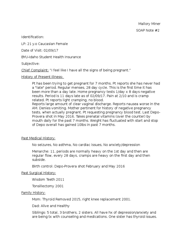 Soap Note 2 Mminer | PDF | Pregnancy | Obesity