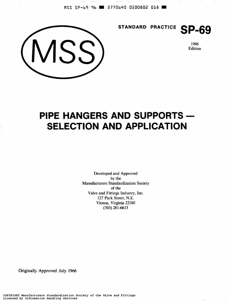 MSS SP-69 Pipe Hangers and Supports - Selection and Applicat | PDF ...