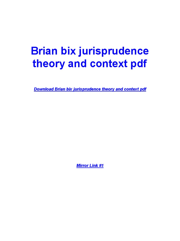 Brian Bix Jurisprudence Theory and Context PDF | PDF | Portable ...