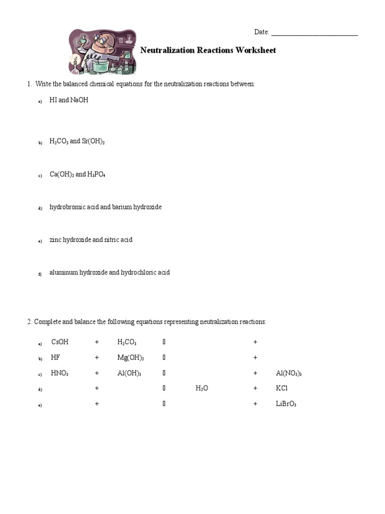 03 Neutralization Reactions Worksheet | PDF | Hydroxide | Acid