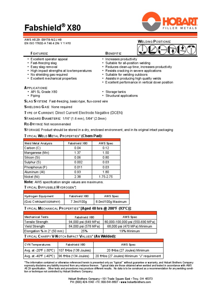 Fabshield X80 | PDF | Welding | Construction