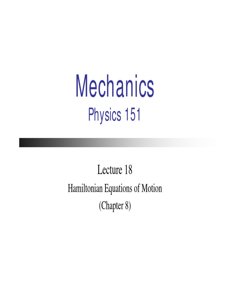 Lecture18 PDF | PDF | Hamiltonian Mechanics | Lagrangian Mechanics