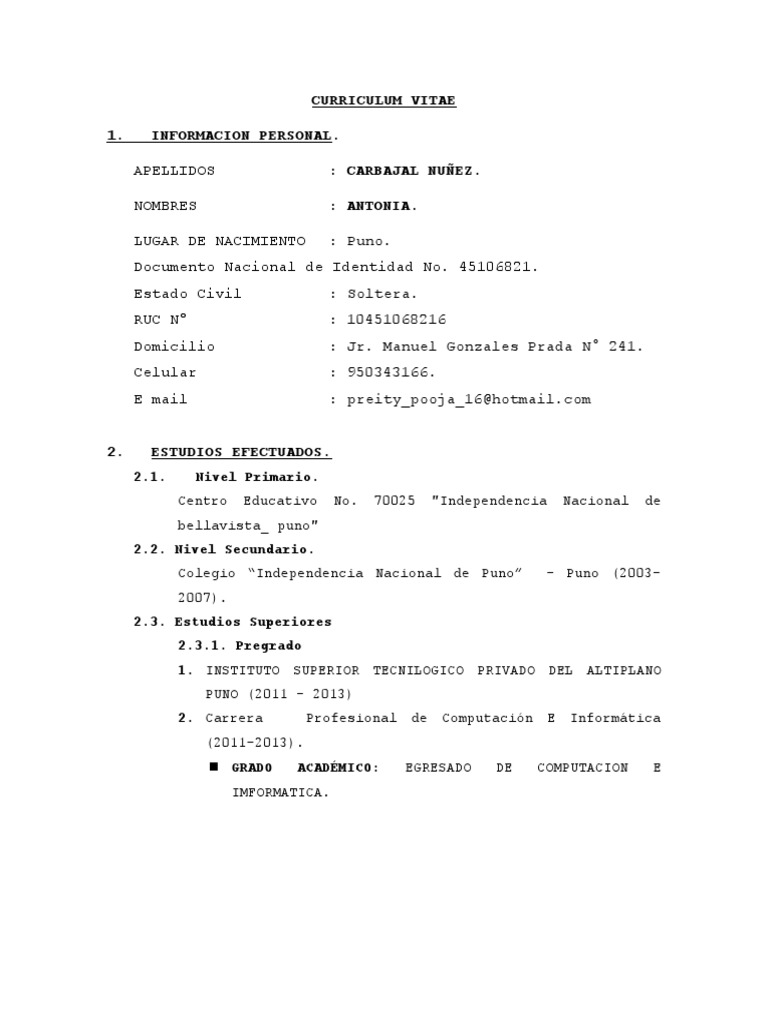Tania CV Carbajal | Descargar gratis PDF | Educación más alta | Science