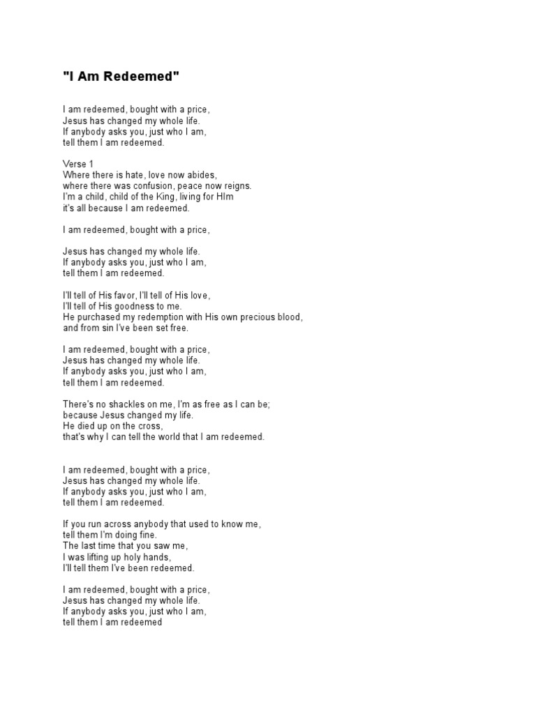 I Am Redeemed | PDF | Religion & Spirituality