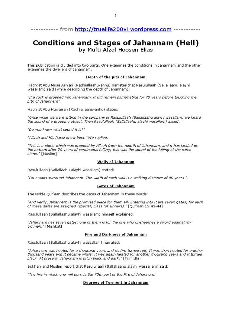 Conditions and Stages of Jahannam (Hell) : - From | Download Free PDF ...