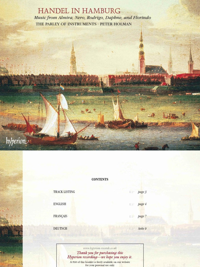 Hyperion Handel Hamburg Booklet | PDF | George Frideric Handel | Opera