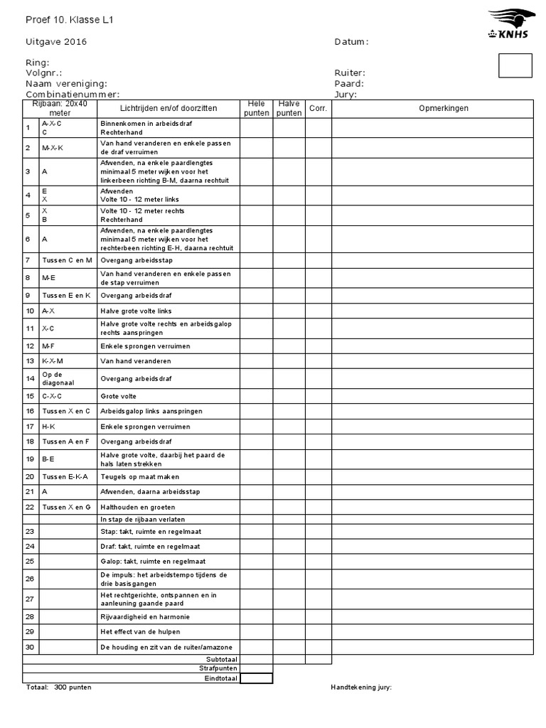 Proef 10 l1 Dressuur | PDF