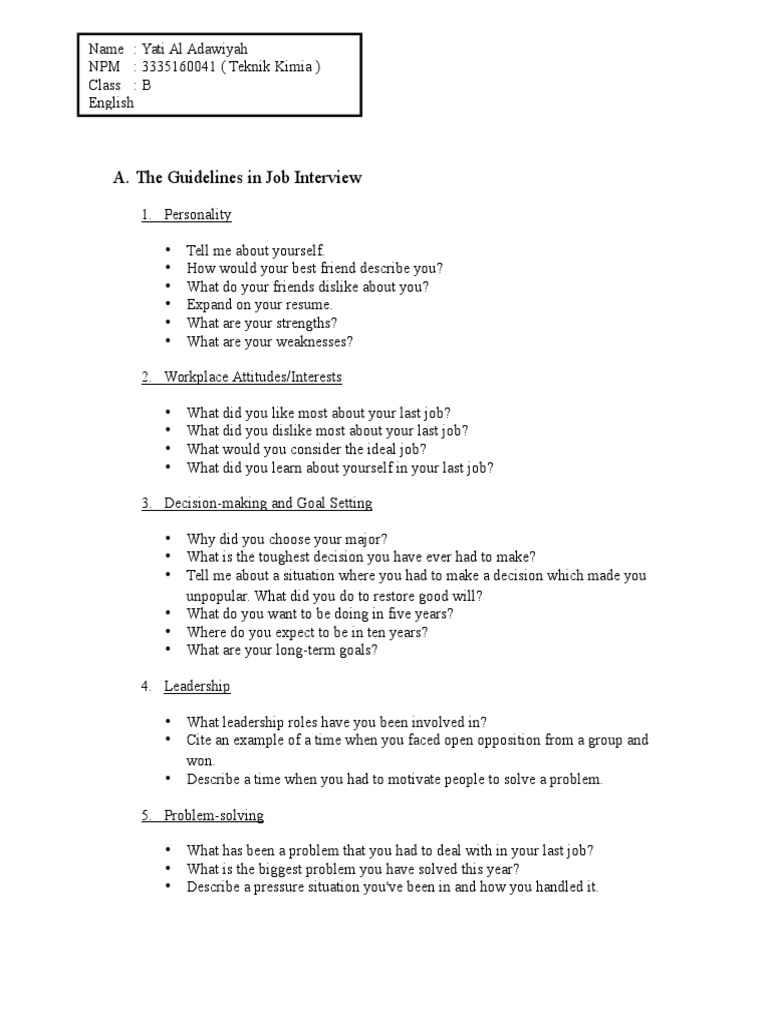 Job Interview Guidelines and Tips | PDF | Job Interview | Body Language