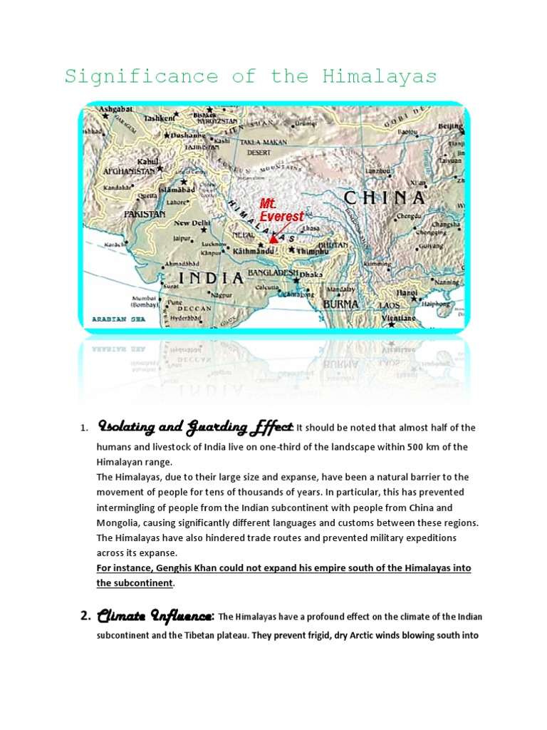 Significance of the Himalayas for India | PDF | Himalayas | Indian Ocean