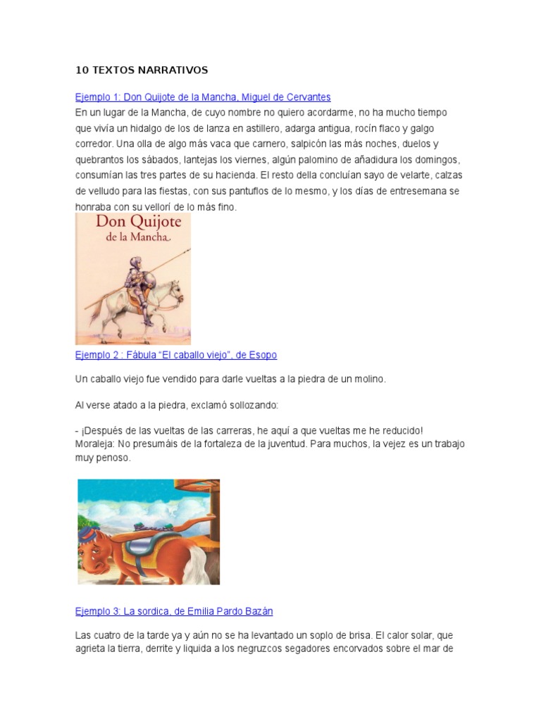 Diez ejemplos de textos narrativos | PDF | Naturaleza