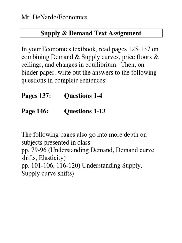 Supply and Demand Text Assignment | PDF | Language Arts & Discipline
