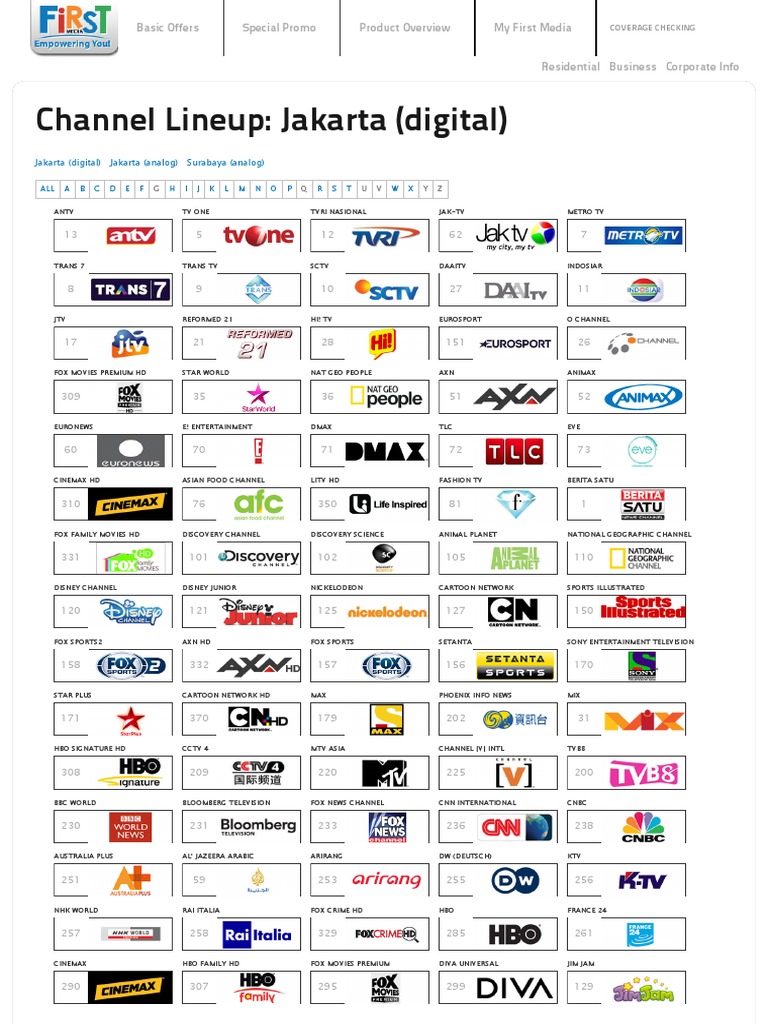 Channel Lineup First Media | Hbos | Broadcasting Companies Of The ...