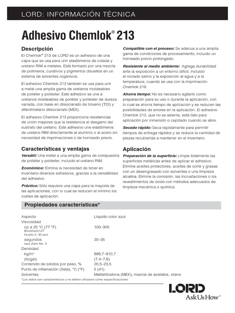 Chemlok 213 | PDF | Aluminio | Hierro