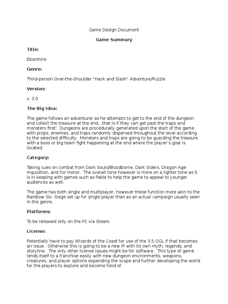 GDD Example | PDF | Shield | Video Games