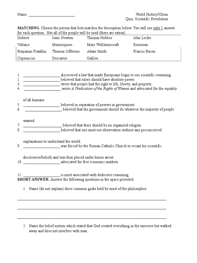 Enlightenment Quiz | Download Free PDF | Scientific Revolution | Age Of ...