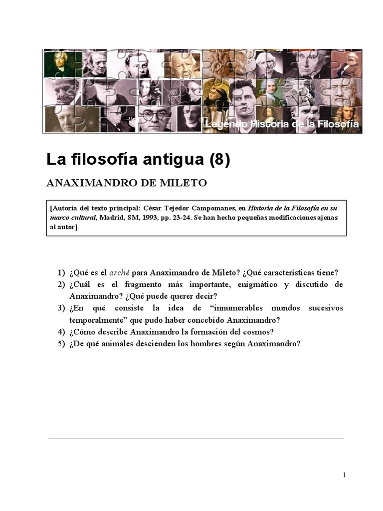 Anaximandro de Mileto: Arché y Cosmos | PDF | Filosofía griega antigua ...