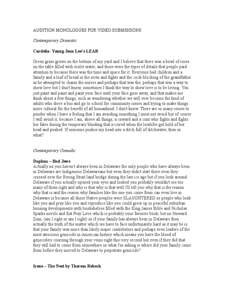 Audition Monologues for Video Submissions | A Midsummer Night's Dream