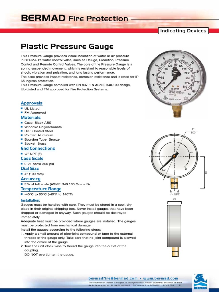 74 Plastic Pressure Gauge Final | PDF | Pressure Measurement | Engineering