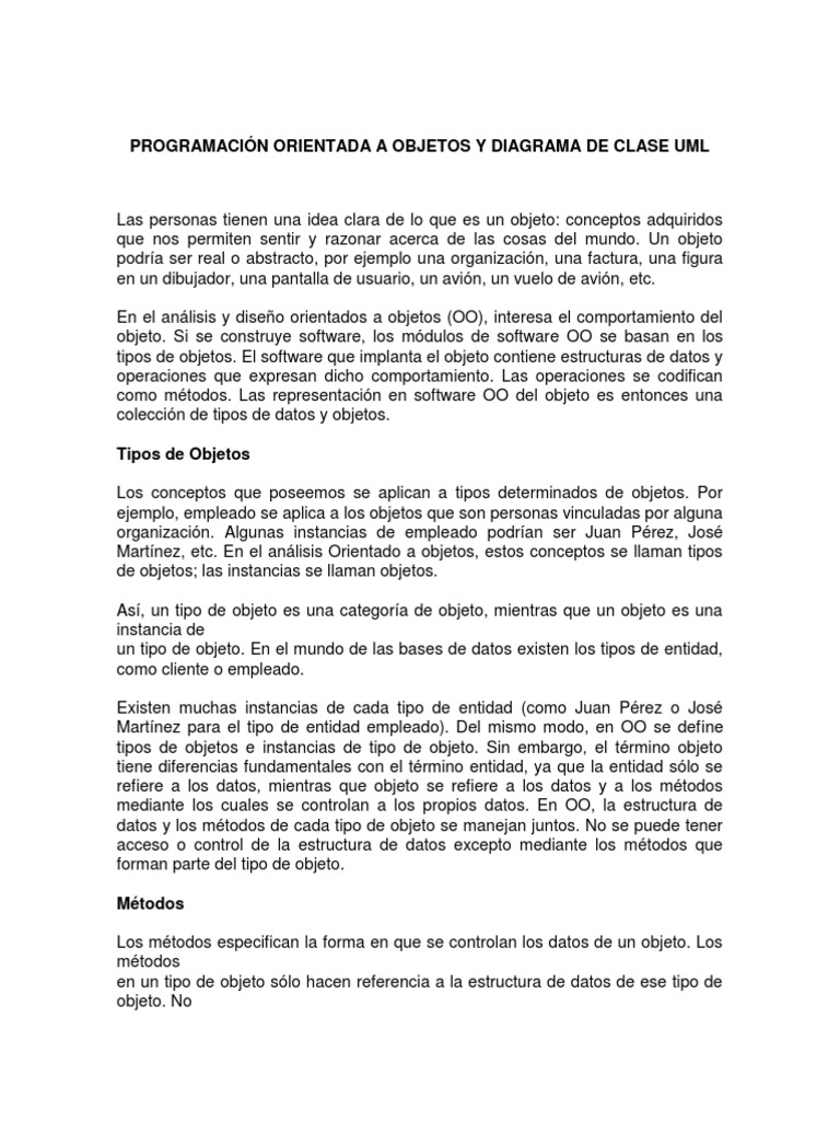 POO y CLASES PDF | PDF | Objeto (informática) | Programación orientada ...