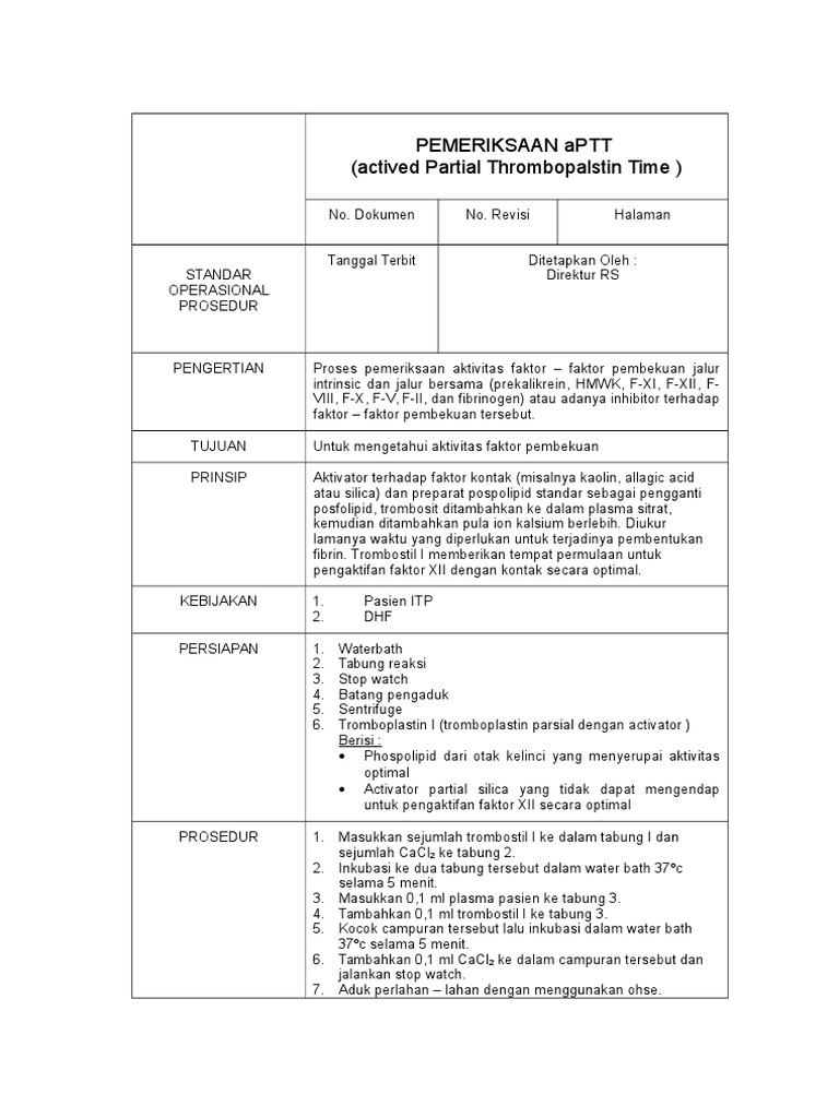 PEMERIKSAAN aPTT | PDF