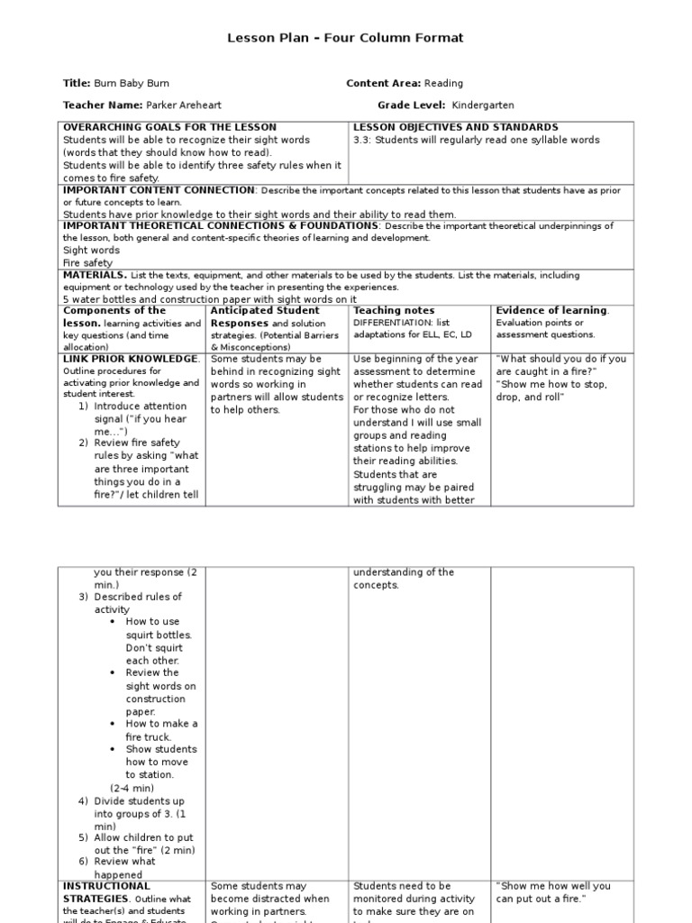 4c Lesson Plan Template 2 | PDF | Lesson Plan | Educational Assessment