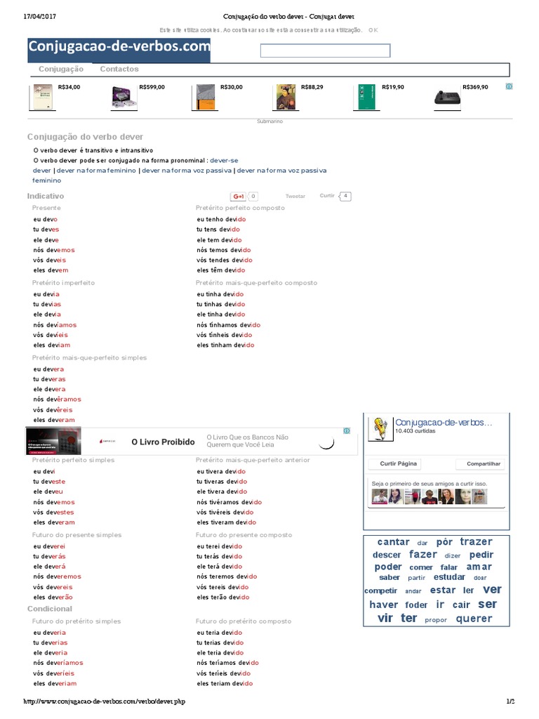 Conjugação Do Verbo Dever - Conjugar Dever | PDF | Onomástica ...