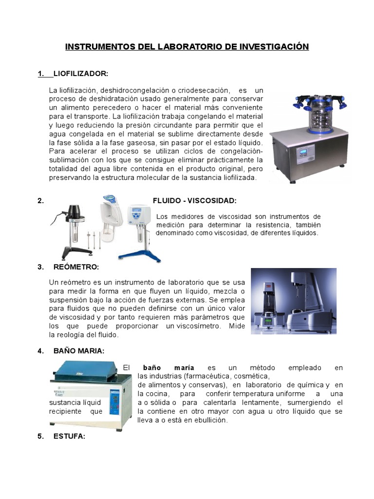 Instrumentos Del Laboratorio de Investigación | Química | Ciencias fisicas