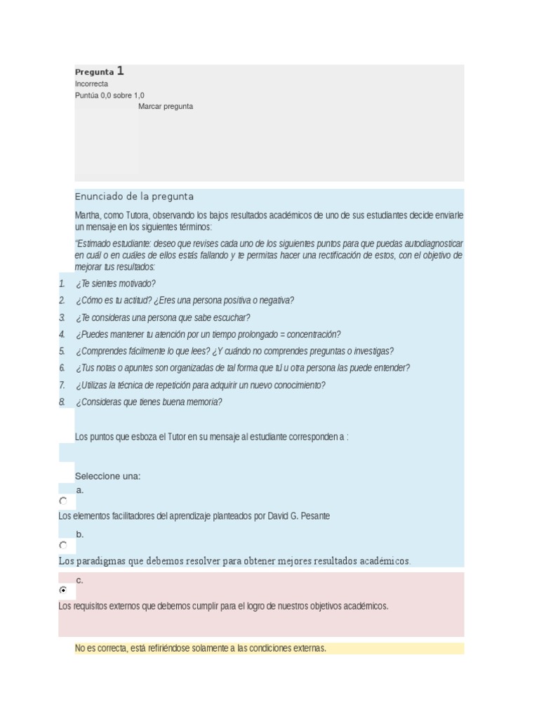 Quiz Semana 3 Aprendizaje Autonomo Intento 2 | PDF | Lectura (proceso ...