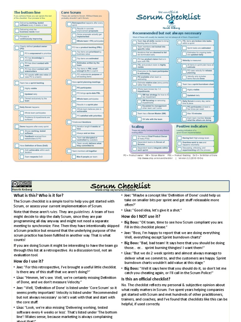 Scrum Checklist | PDF | Scrum (Software Development) | Business