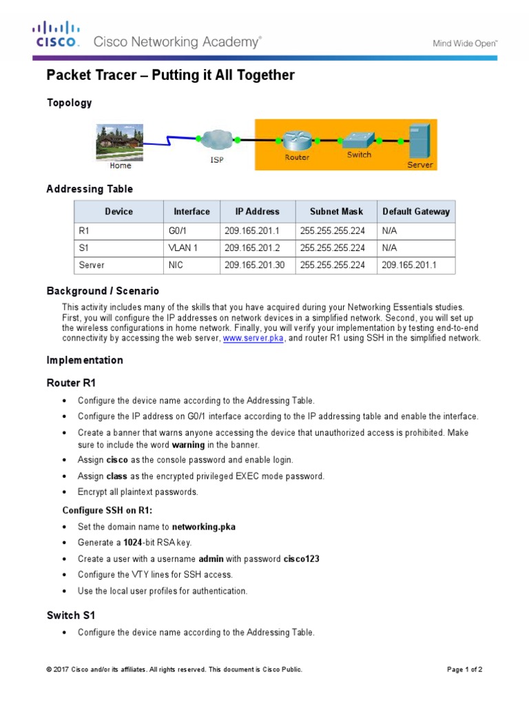 9.5.1.2 Packet Tracer - Putting It All Together | Download Free PDF ...