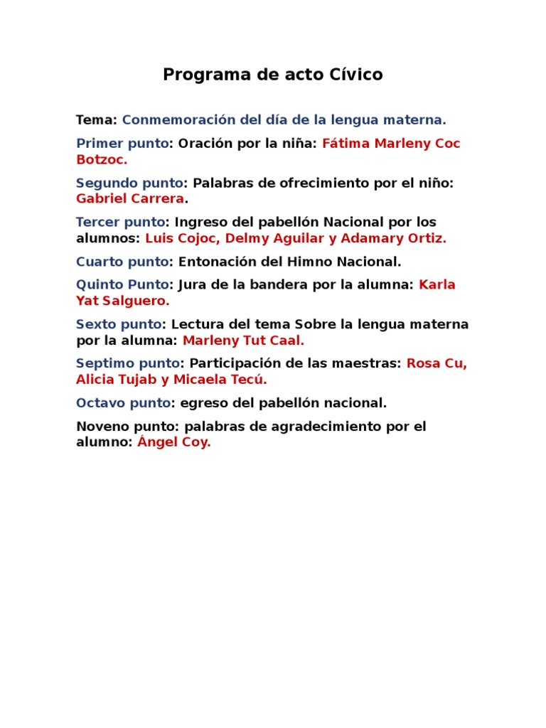 Programa de Acto Cívico | PDF