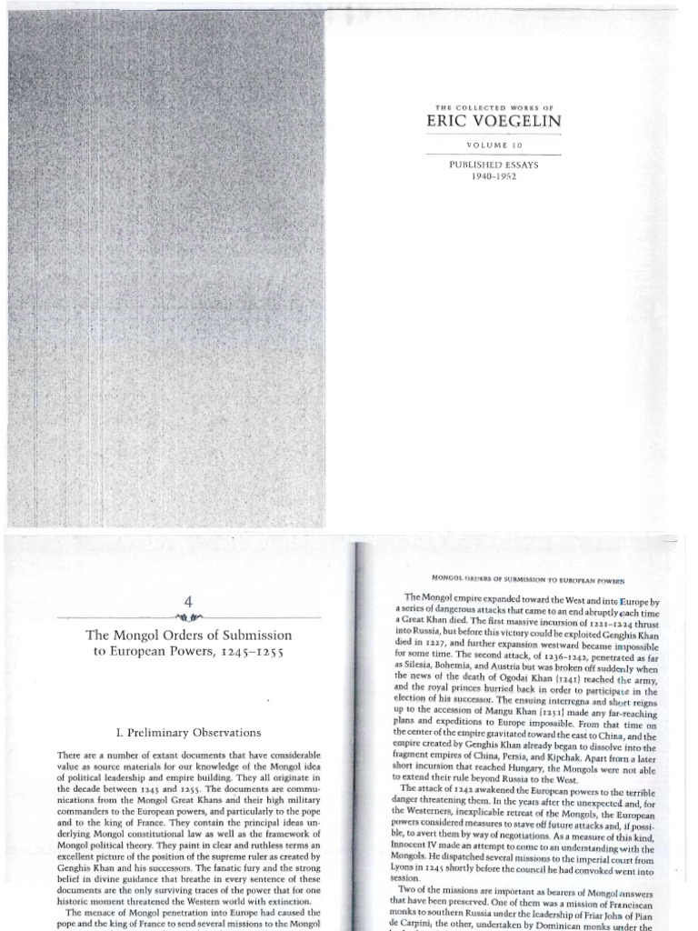 Voegelin MongolOrders | PDF | Mongol Empire | Pope