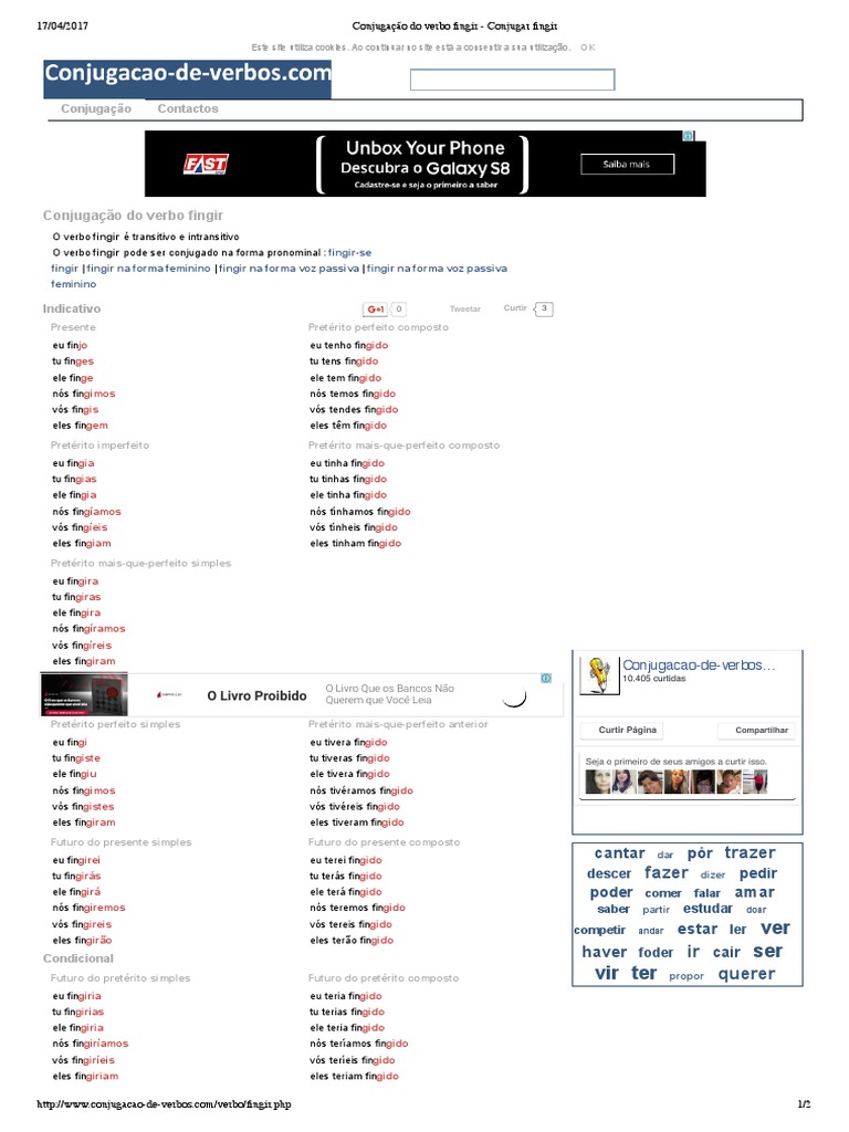 Conjugação do verbo fingir - Conjugar fingir | PDF | Conjugação ...