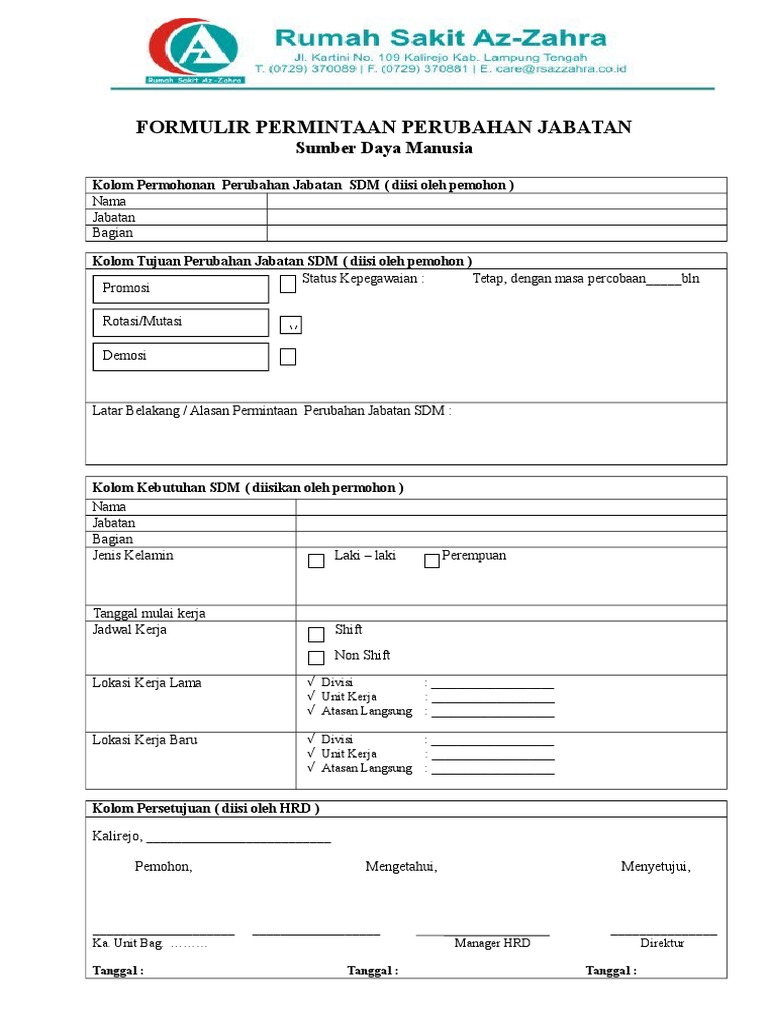 Formulir Permintaan Perubahan Jabatan | PDF