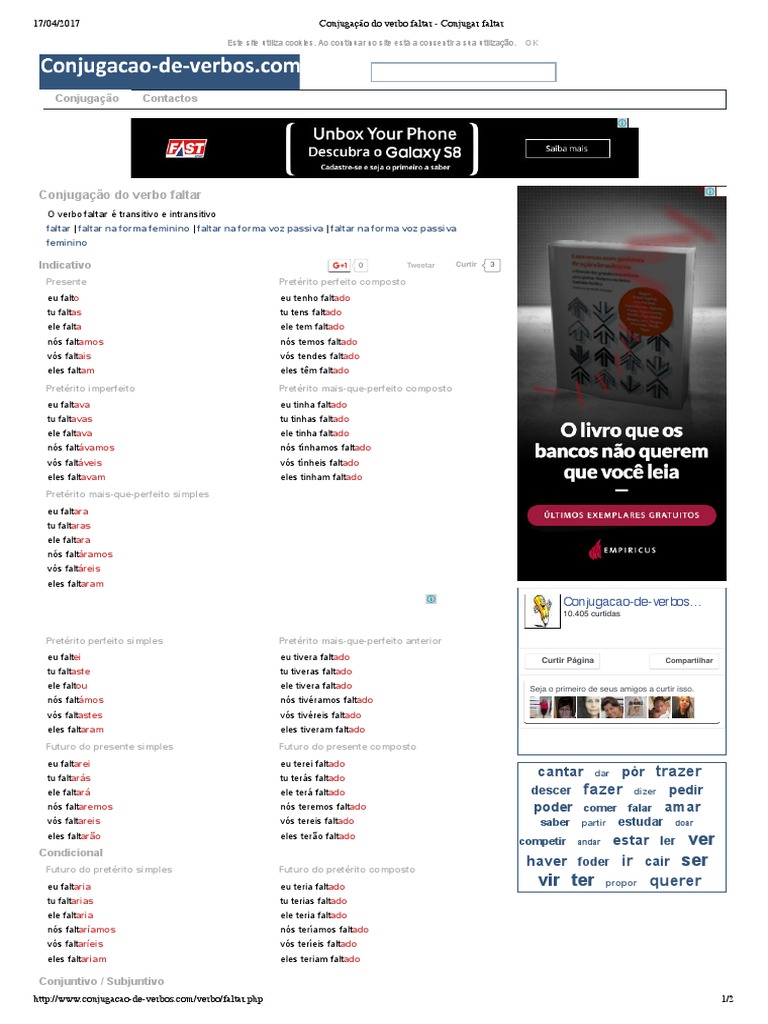 Conjugação Do Verbo Faltar - Conjugar Faltar | PDF | Tempo gramatical ...