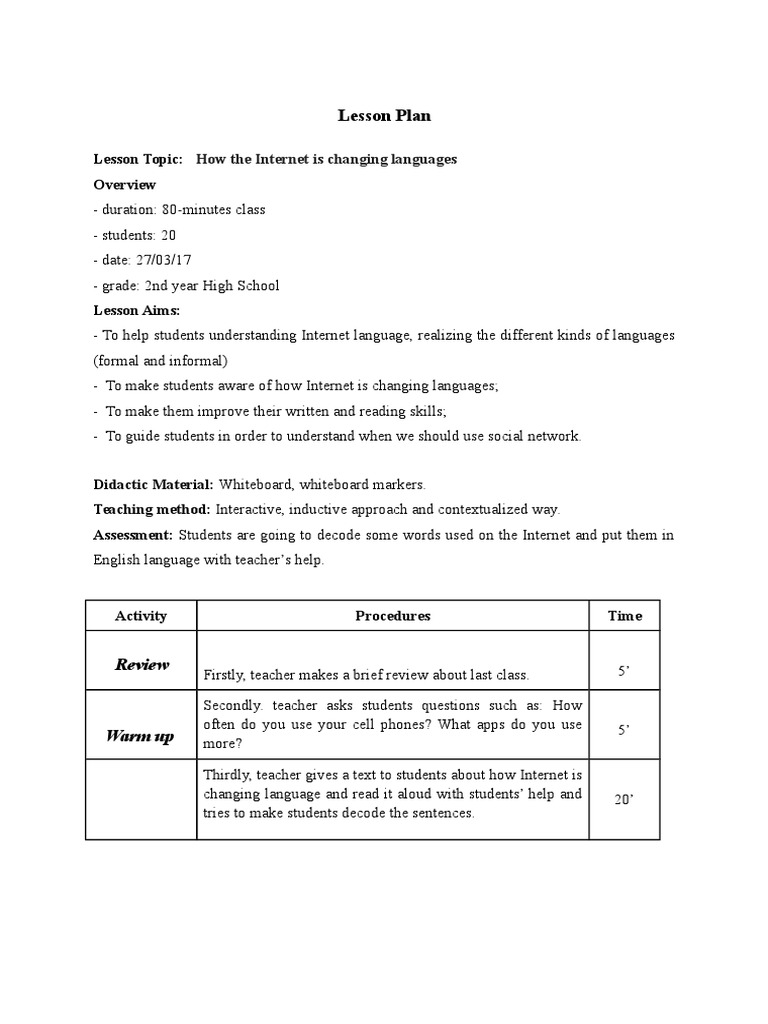How Internet Is Changing Language | PDF | Lesson Plan | English Language