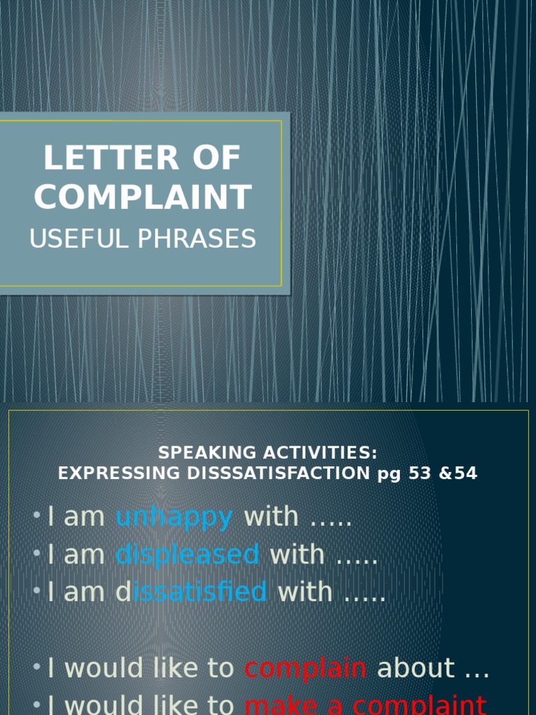 Letter of Complaint: Useful Phrases | PDF