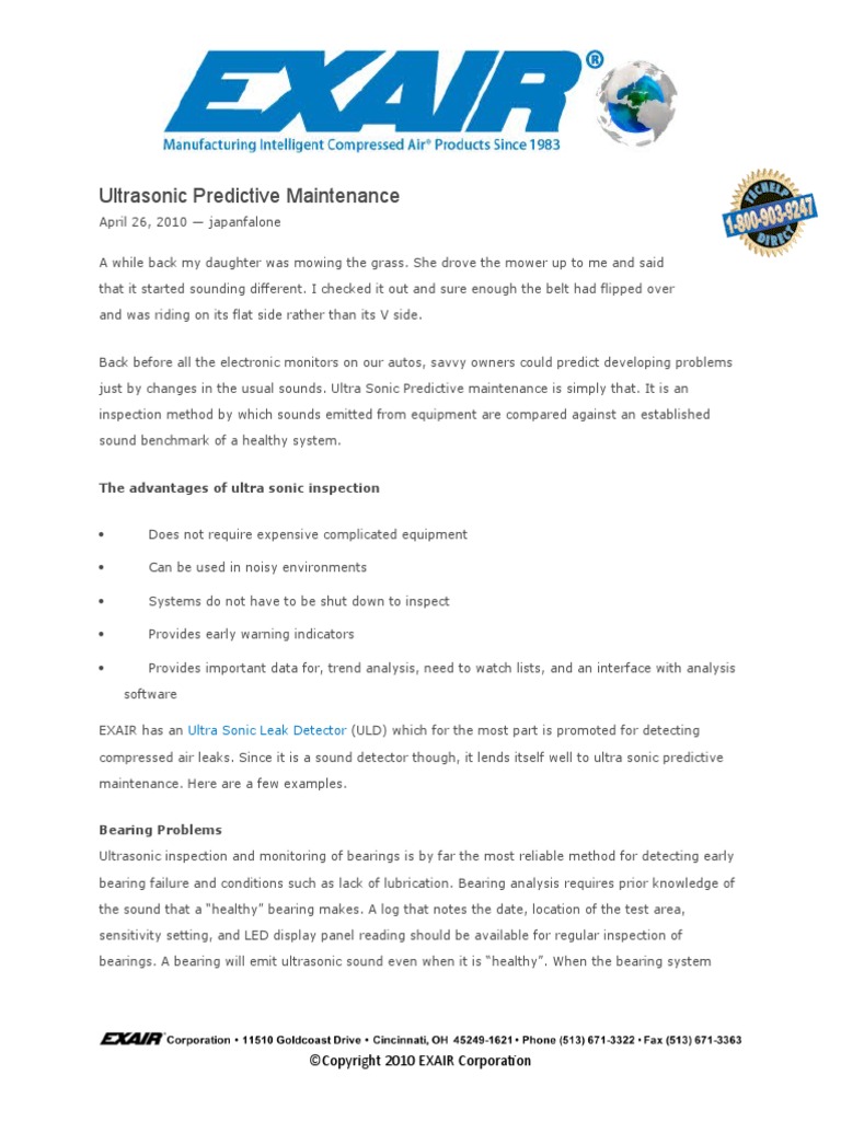 Ultrasonic Predictive Maintenance | PDF | Ultrasound | Mechanical Engineering