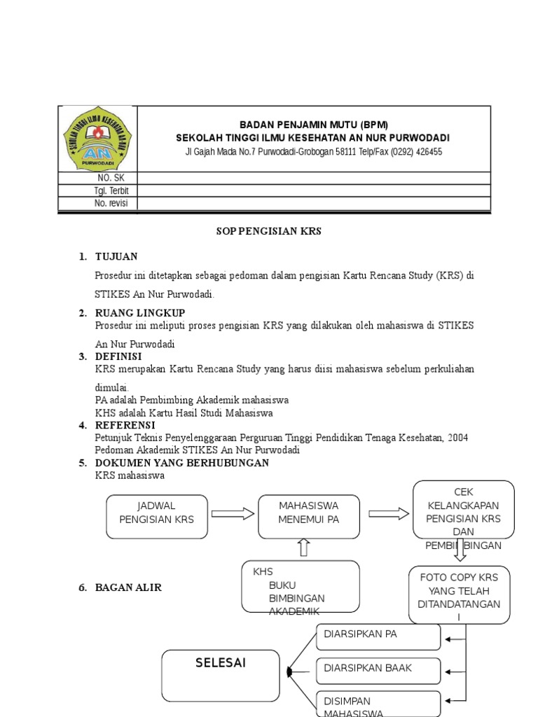 SOP Pengisian KRS | PDF