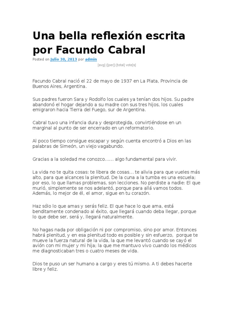 Una Bella Reflexión Escrita Por Facundo Cabral | PDF | Naturaleza