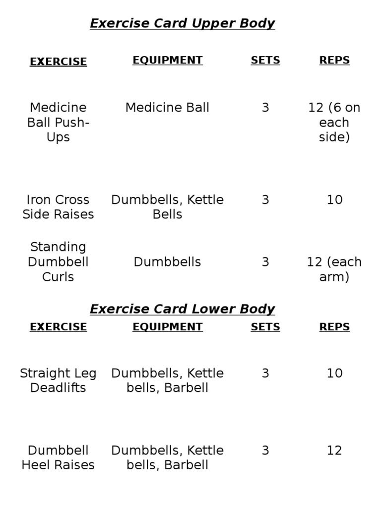 Exercise Cards | PDF