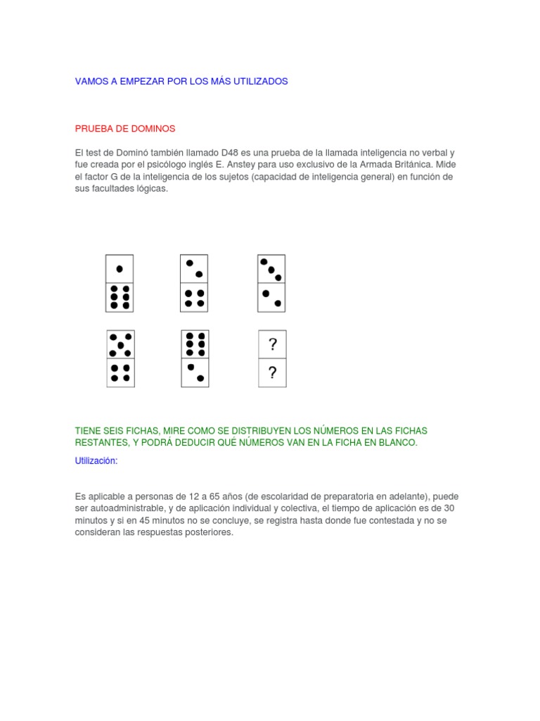 Test de Domino D48 | PDF