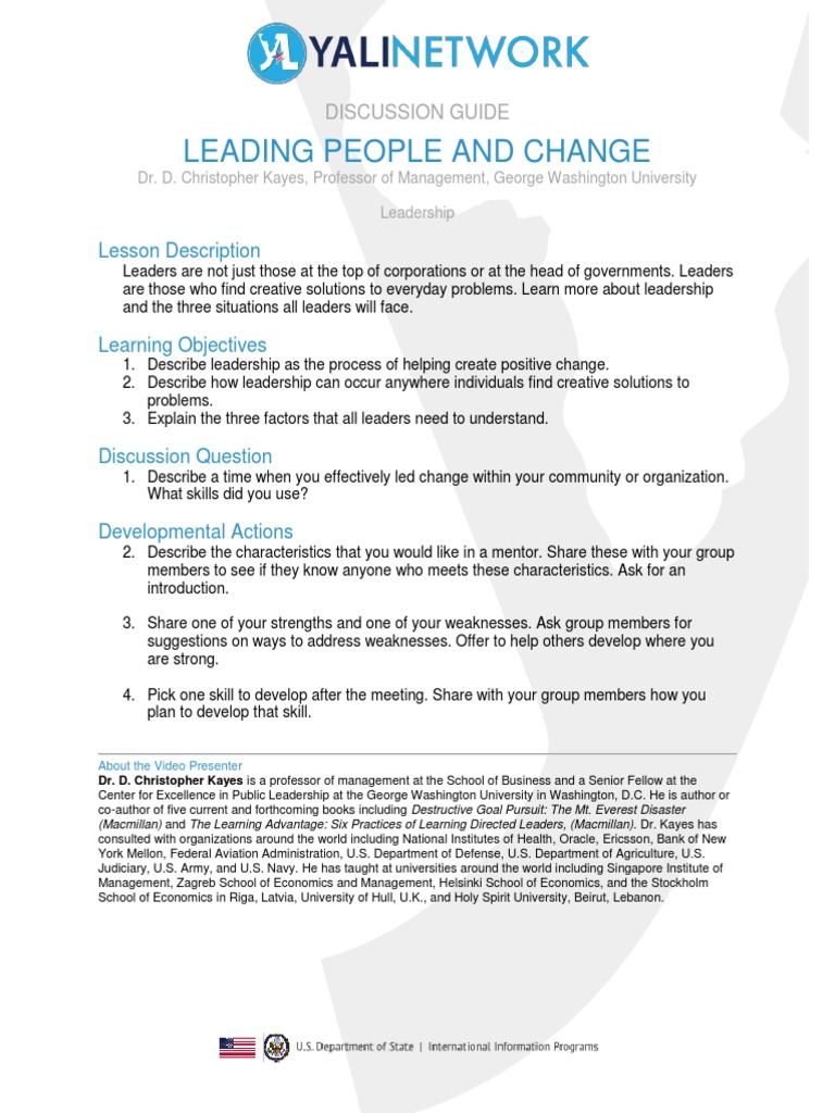 Leading Positive Change: A Discussion Guide on the Three Situations All ...