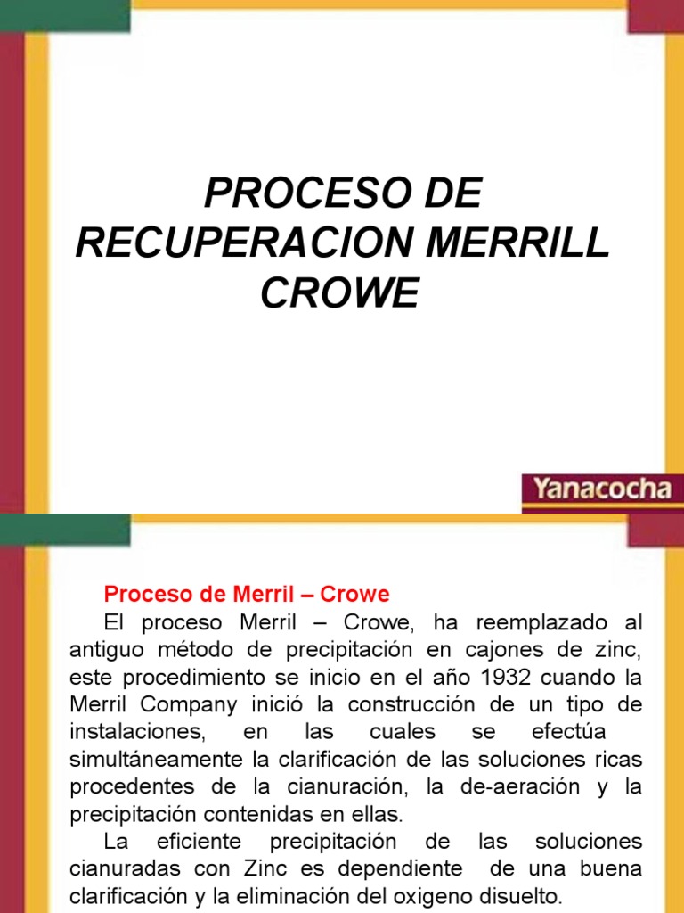 Proceso de Recuperacion Merril Crowe | Corrosión | Filtración