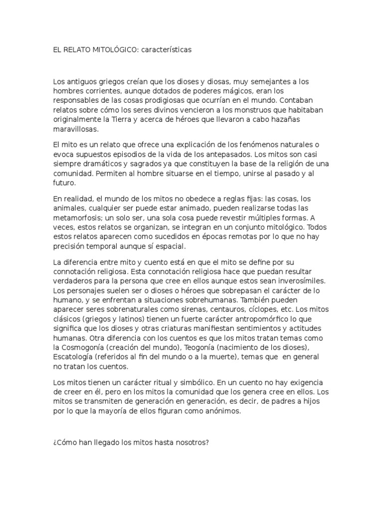 El Relato Mitológico | PDF