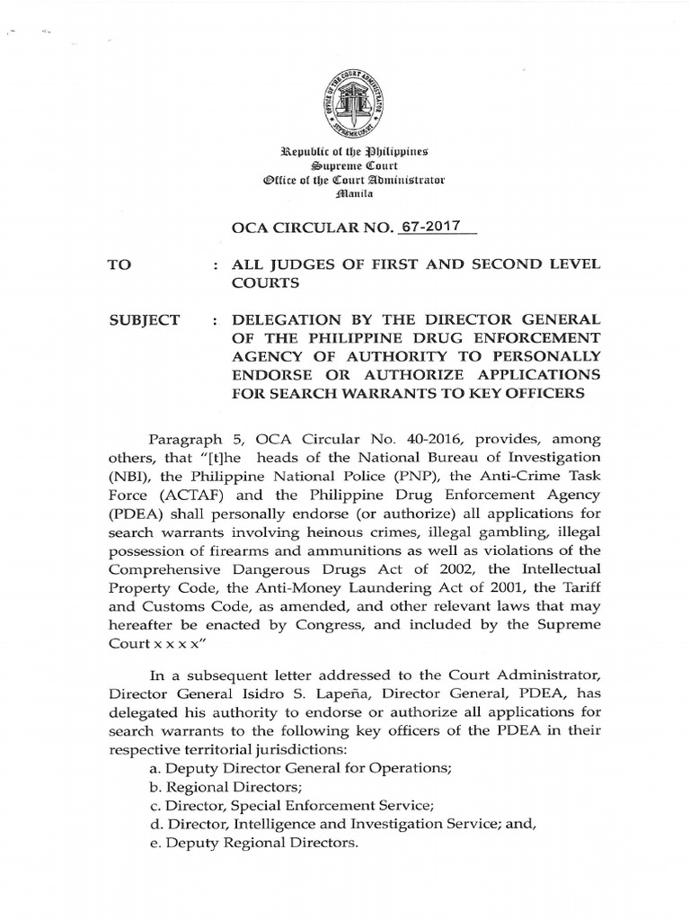 OCA Circular No. 67 2017